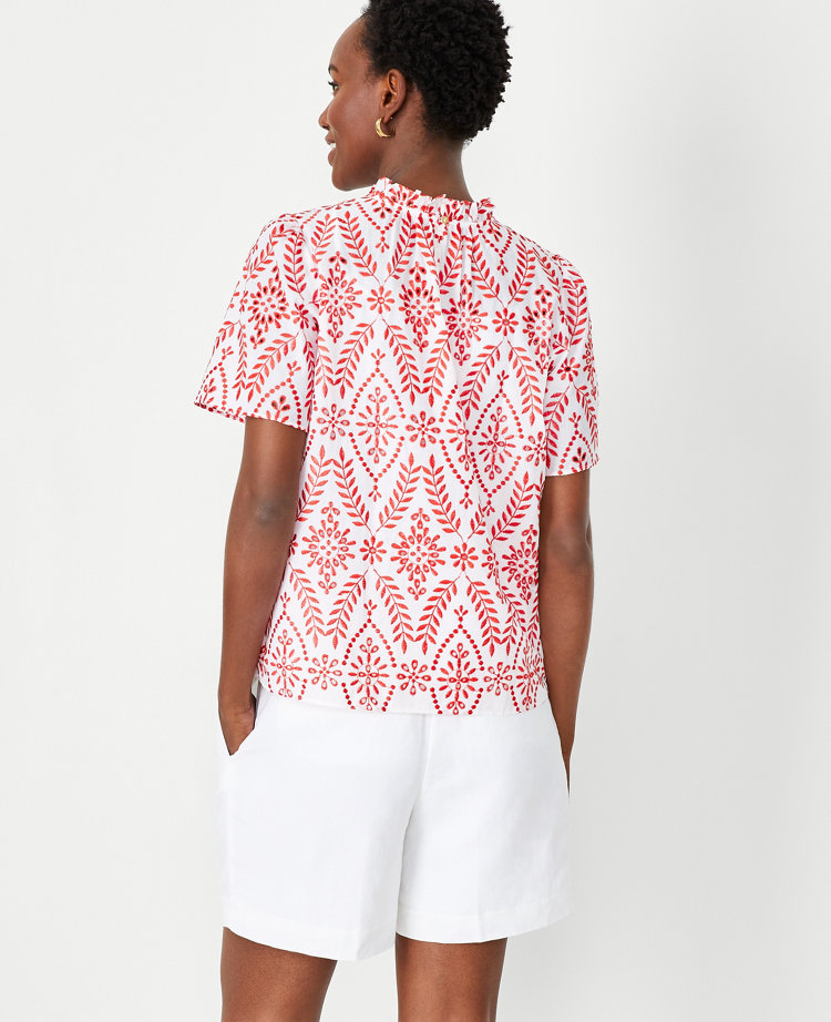 Eyelet Mock Neck Top