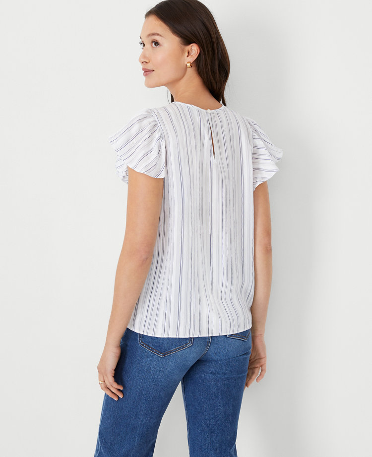 Striped Ruffle Sleeve Top
