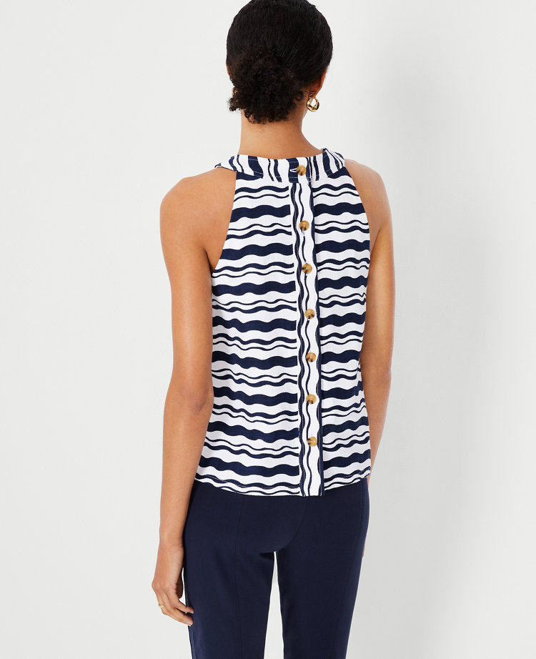 Wave Button Back Halter Top