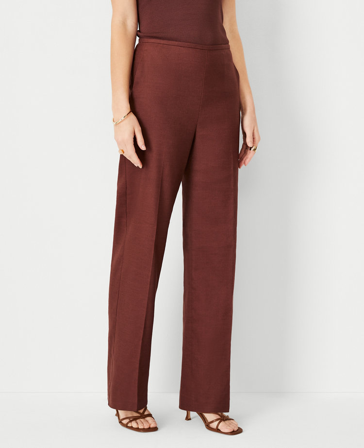 The Side Zip Straight Pant in Linen Blend