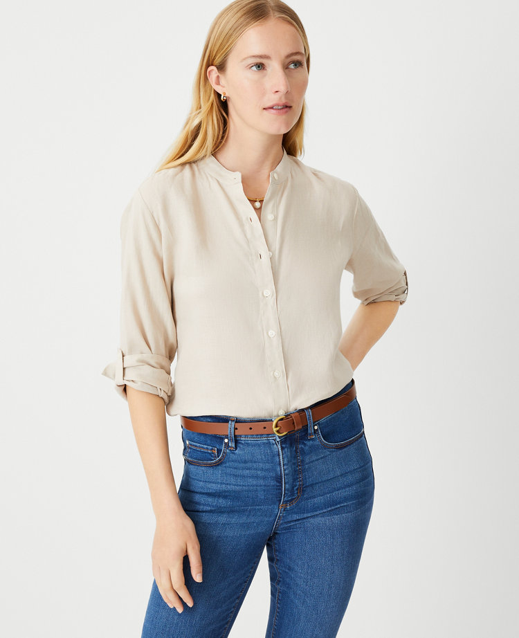 Linen Relaxed Roll Tab Perfect Shirt