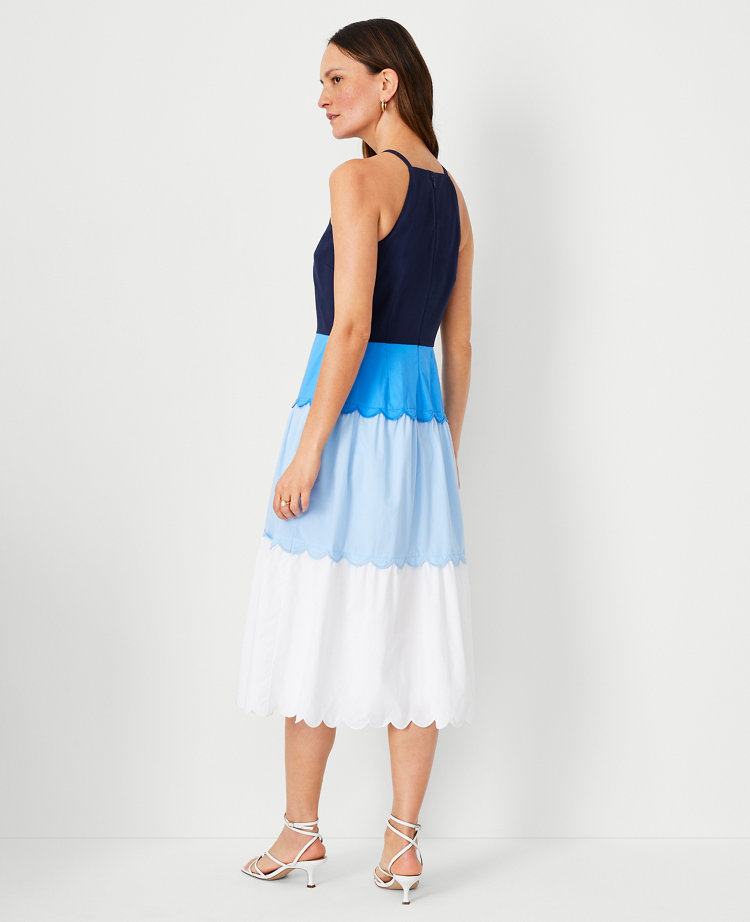 Colorblock Halter Flare Dress