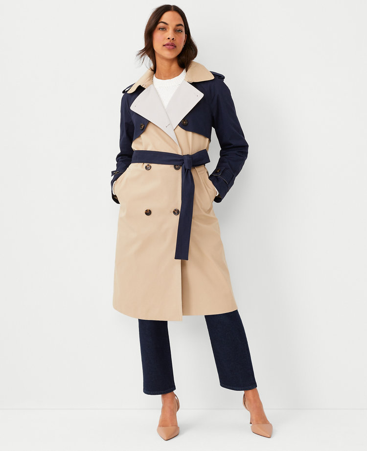 Petite Colorblock Trench Coat