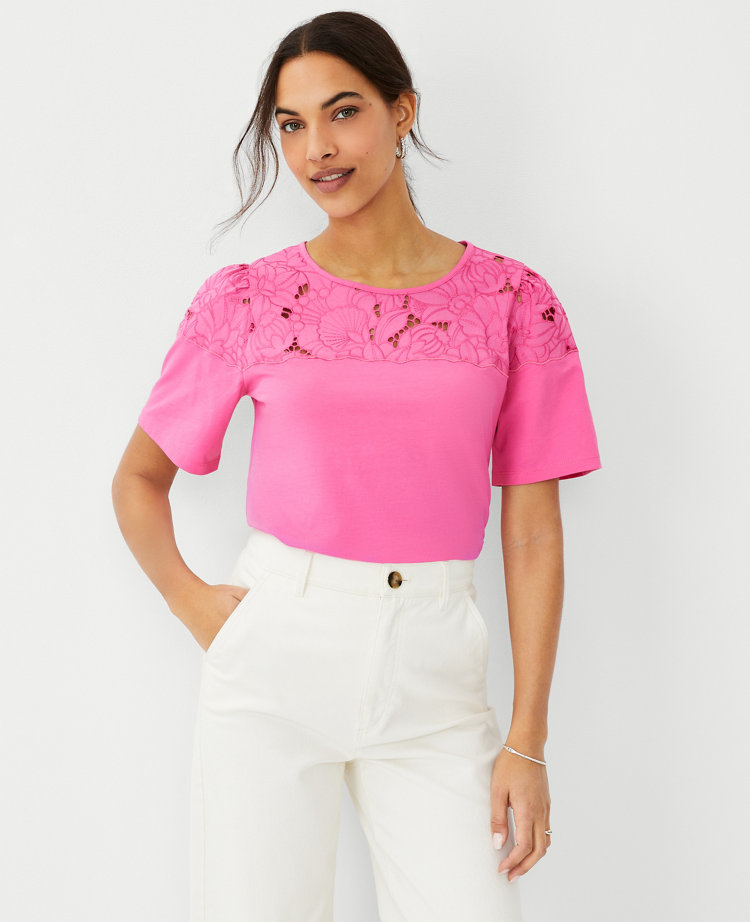 Embroidered Yoke Tee