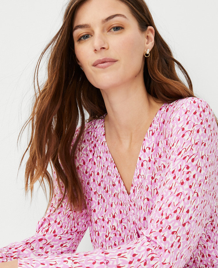 Floral Mixed Media Pleat Front Top