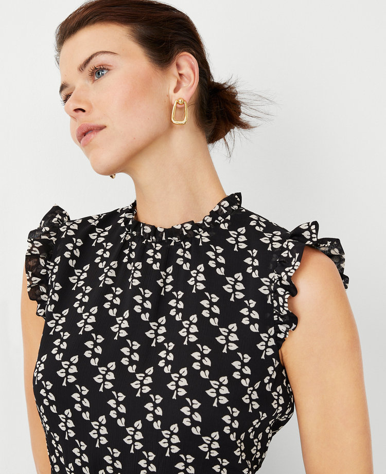 Petaled Ruffle Pleated Flare Dress