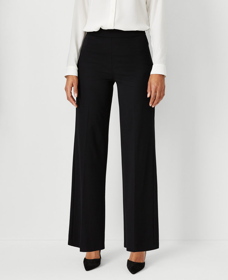 The Petite Side Zip Wide Leg Pant in Knit