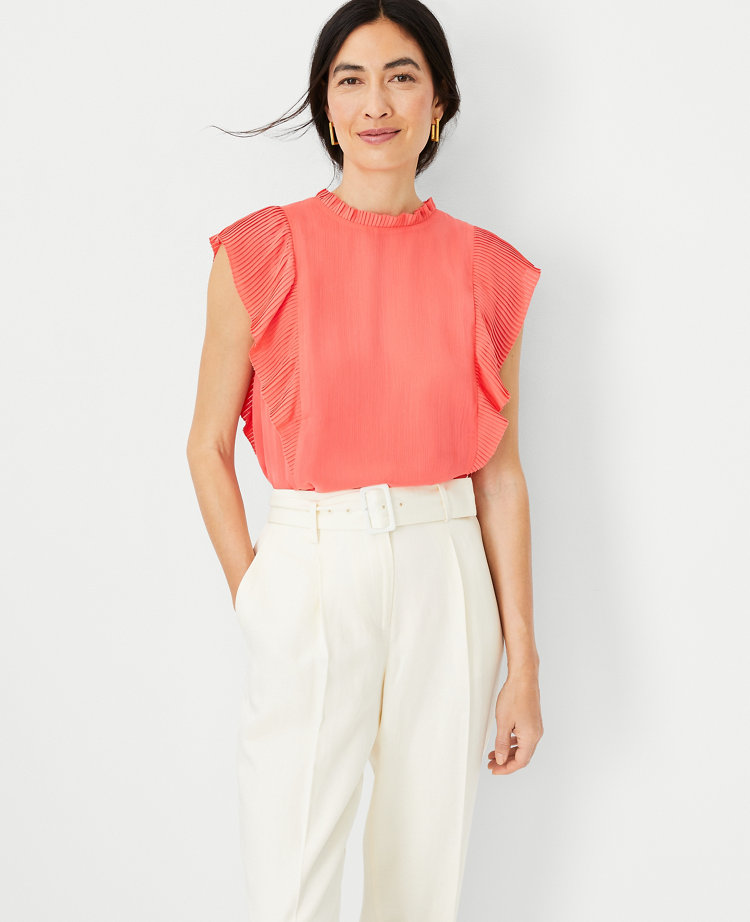 Plisse Ruffle Top