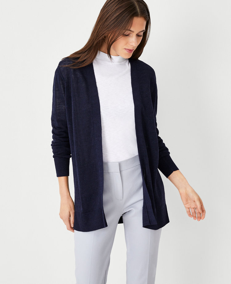 Linen Blend Open Cardigan