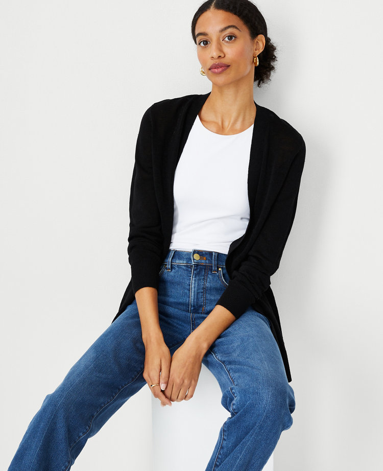 Linen Blend Open Cardigan