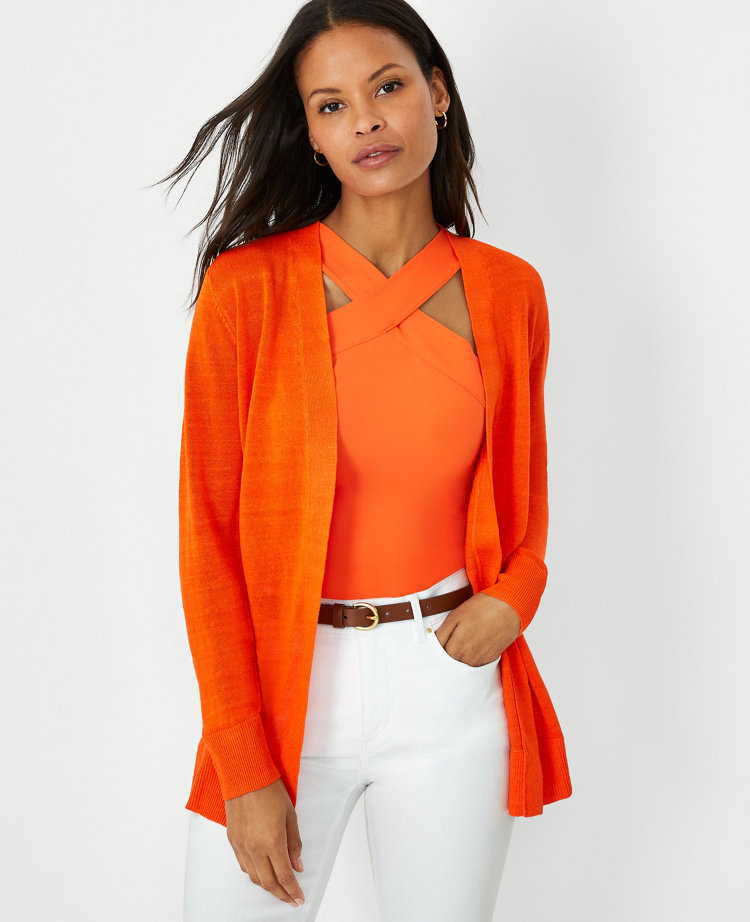 Linen Blend Open Cardigan