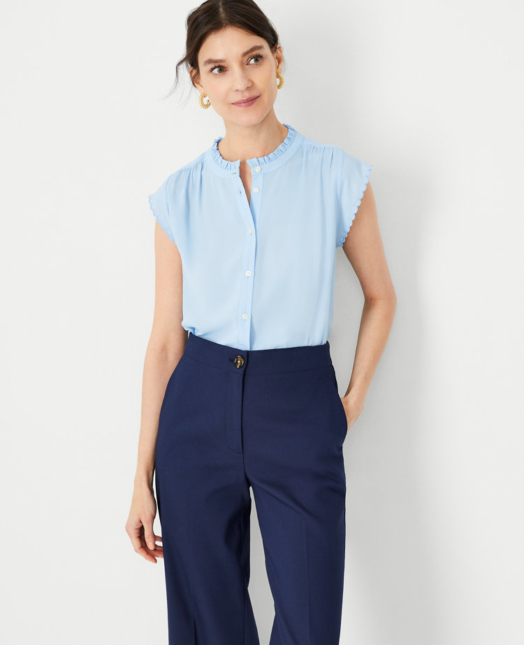 Scalloped Mixed Media Button Top