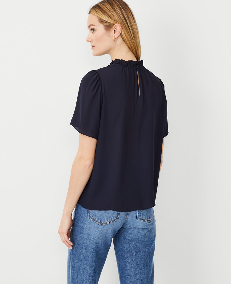 Ruffle Mock Neck Top