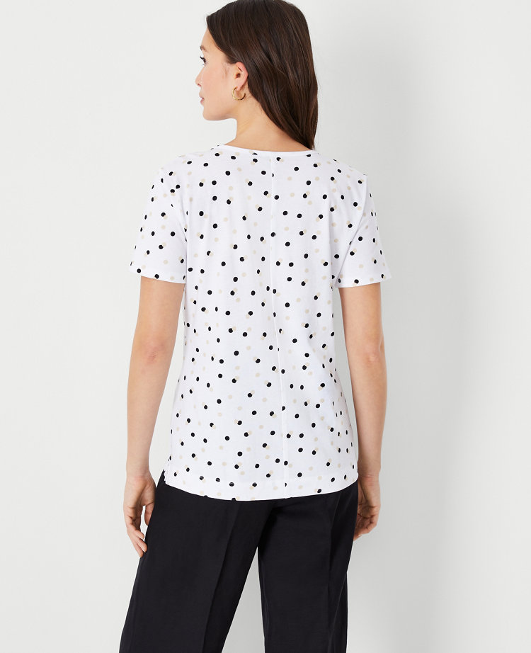Dotted Pima Cotton Crew Neck Tee