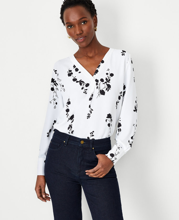 Floral Mixed Media Pleat Front Top