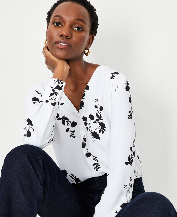 Floral Mixed Media Pleat Front Top