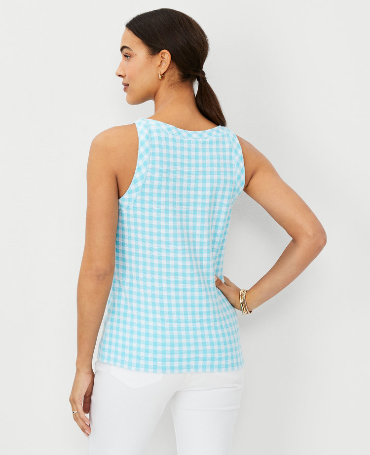 Gingham Boatneck Tank Top