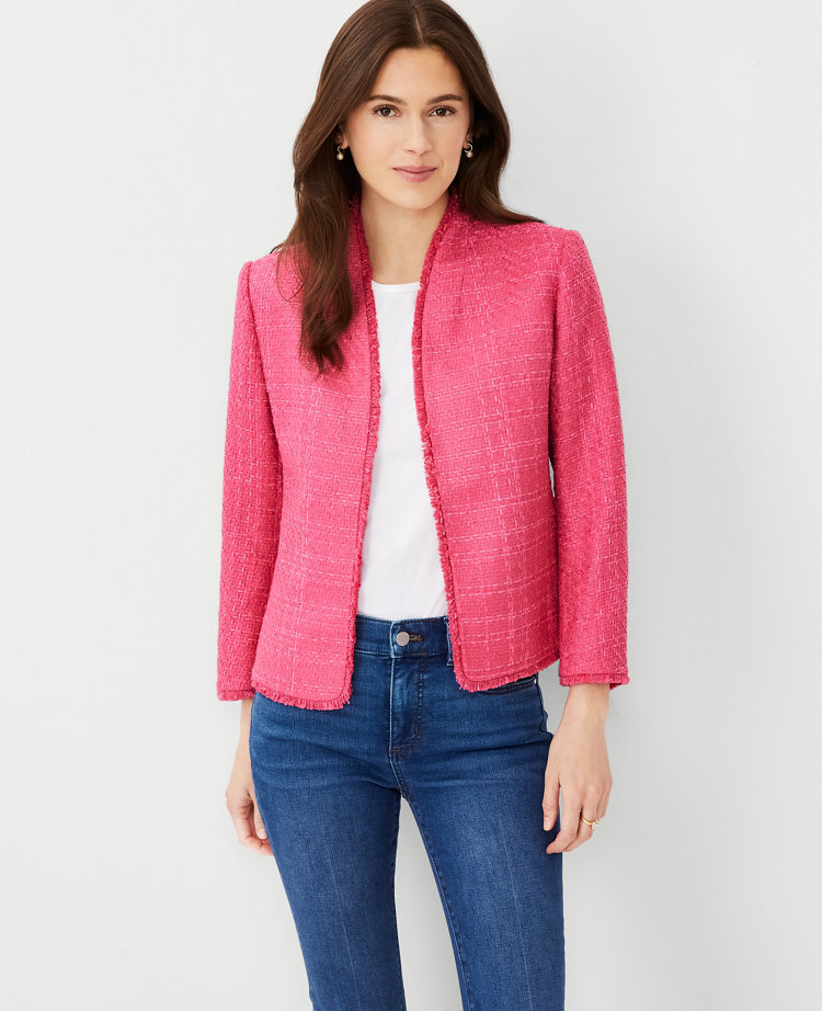 The Petite Cutaway Jacket in Fringe Tweed