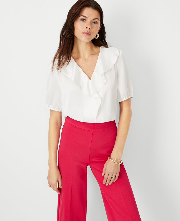 Ruffle V-Neck Blouse