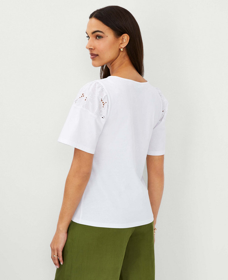 Petite Embroidered Yoke Tee
