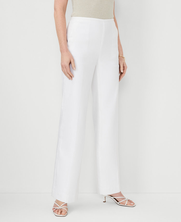 The Side Zip Straight Pant in Linen Blend