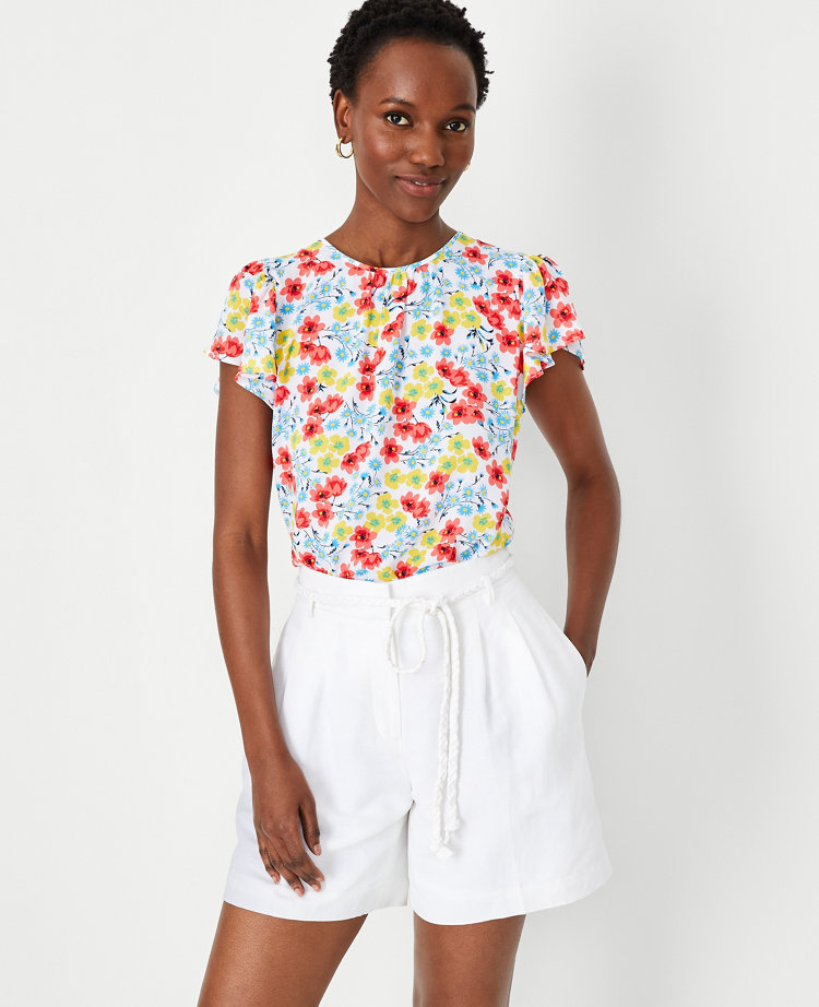 Floral Ruffle Sleeve Top