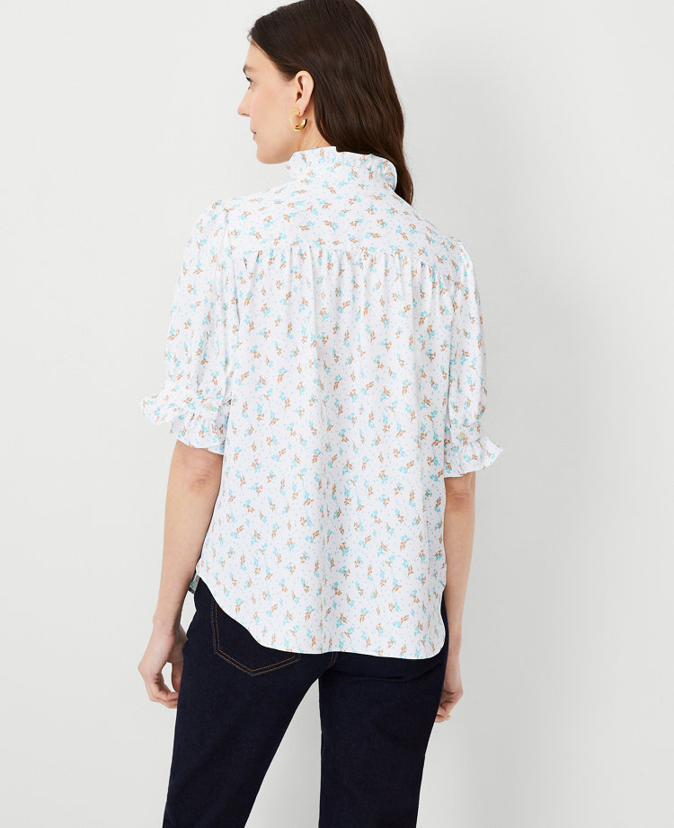 Tall Leafed Ruffle Button Top
