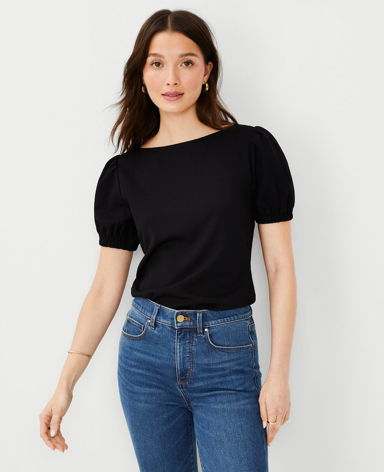 Button Back Puff Sleeve Top