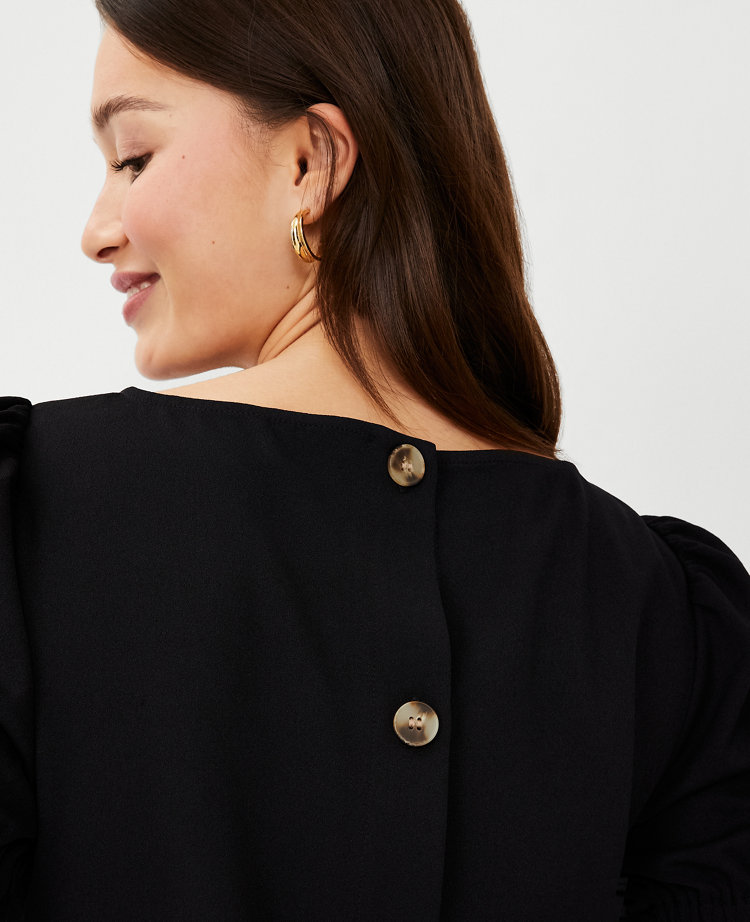Button Back Puff Sleeve Top