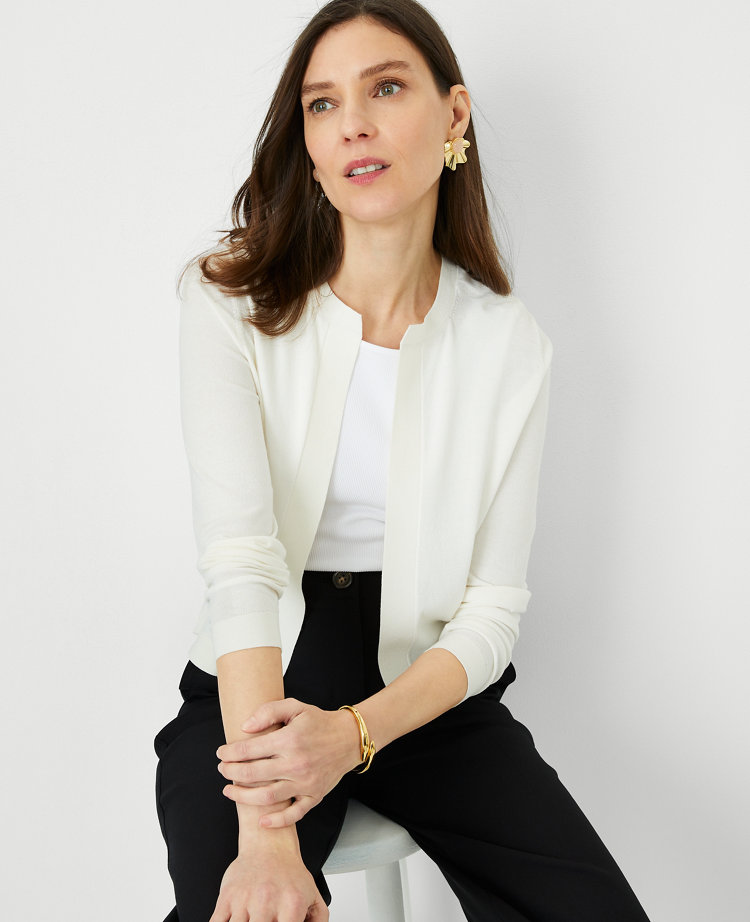 Petite Seasonless Cropped Open Cardigan