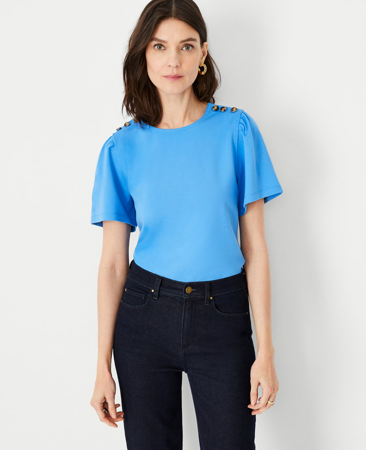 Ponte Shoulder Button Top