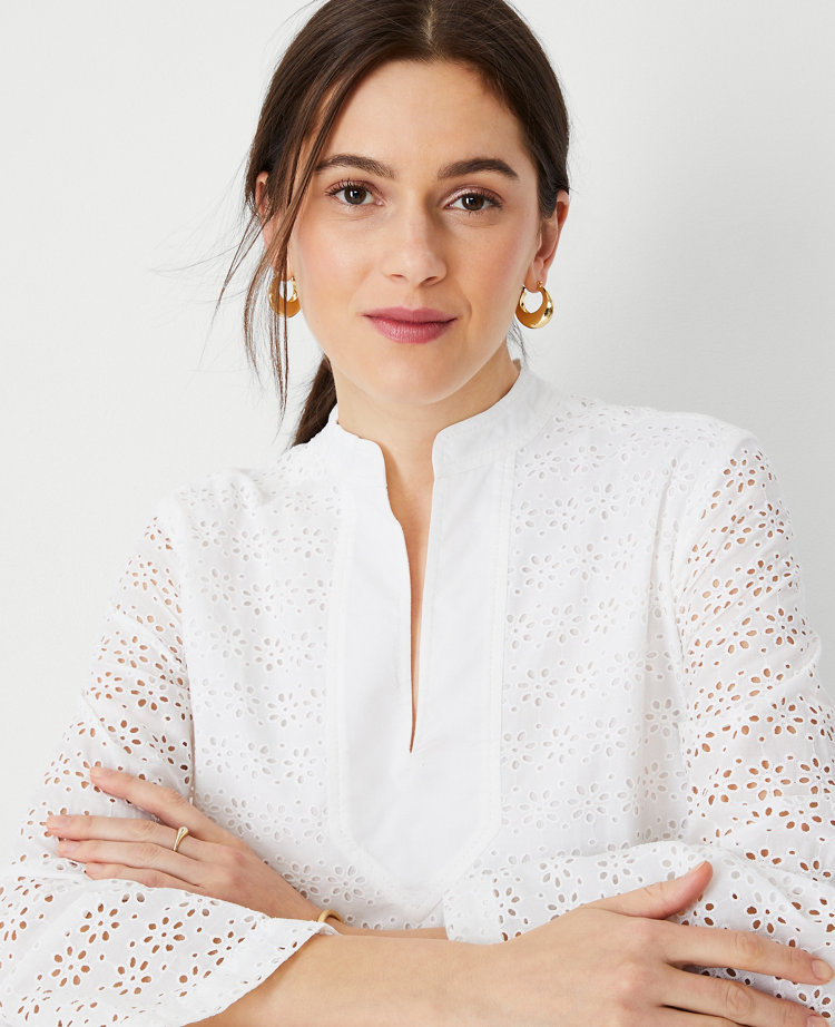 Floral Eyelet Tunic Top