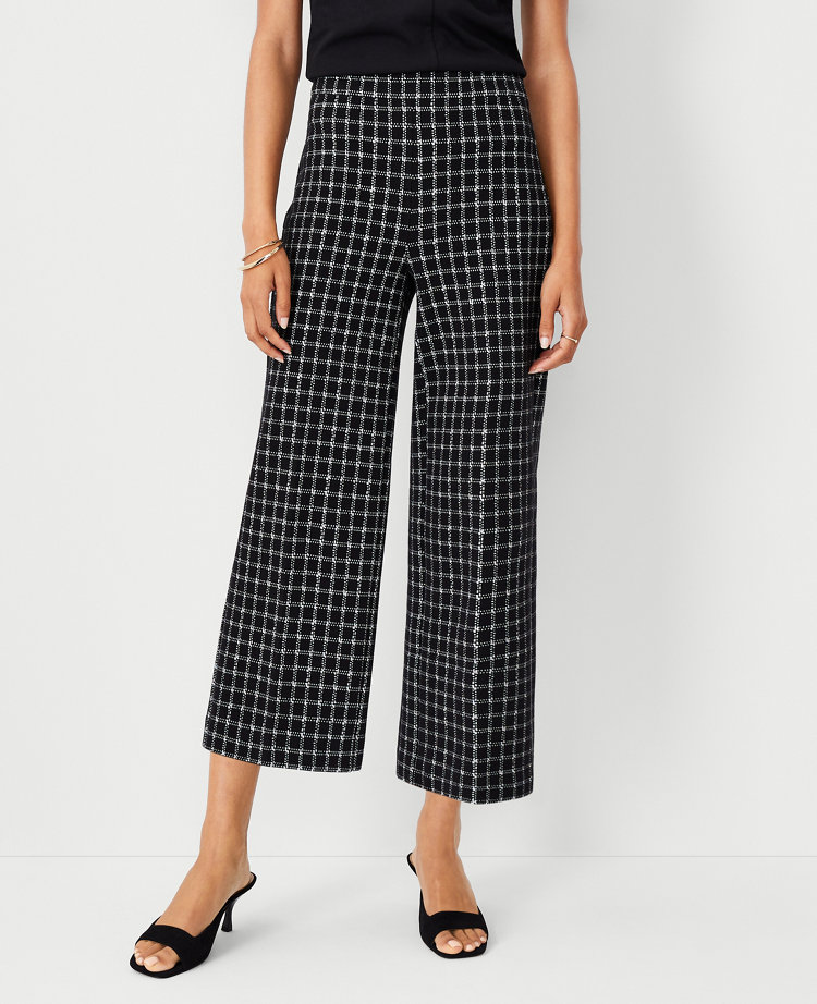The Petite Side Zip Wide Leg Crop Pant in Plaid