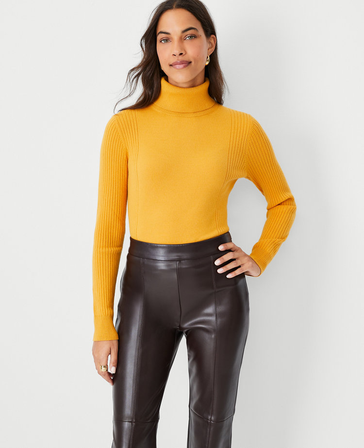 Petite Mixed Ribbed Turtleneck Sweater