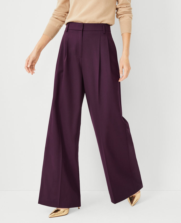 Studio Collection Wool Pleated Wide Leg Pants