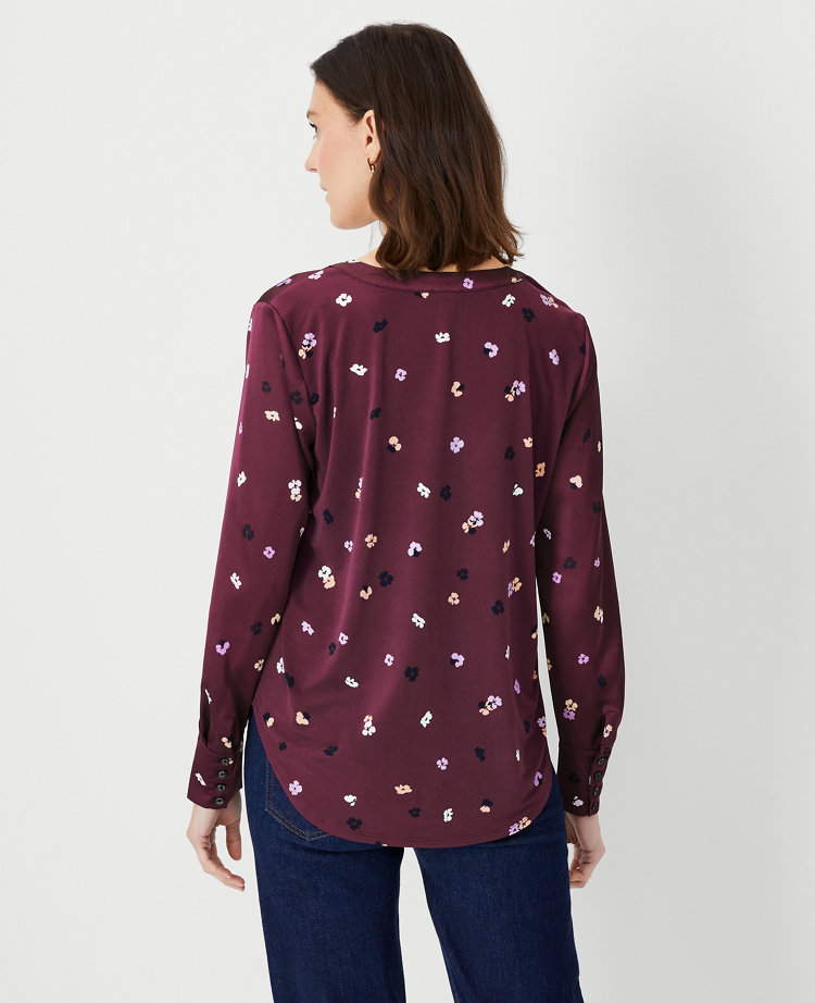 Floral Mixed Media Pleat Front Top