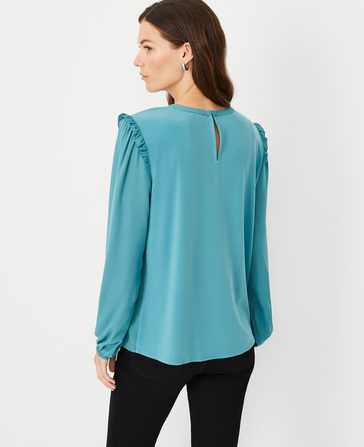 Mixed Media Cutout Ruffle Top