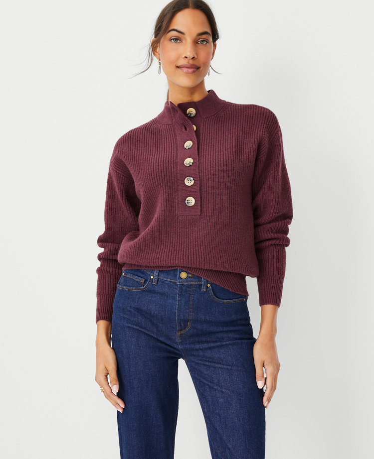 Ribbed Henley Sweater