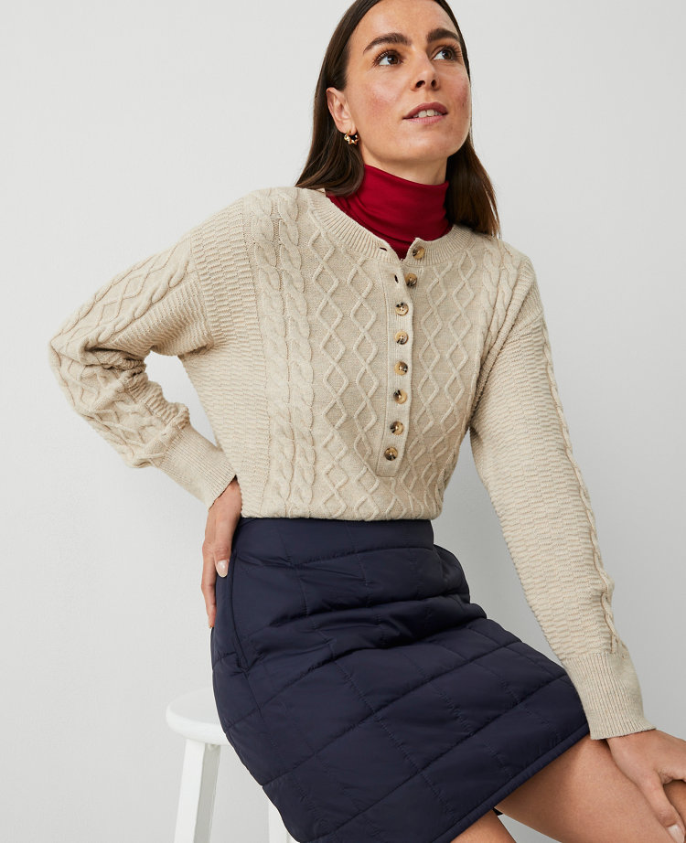 Cable Henley Sweater