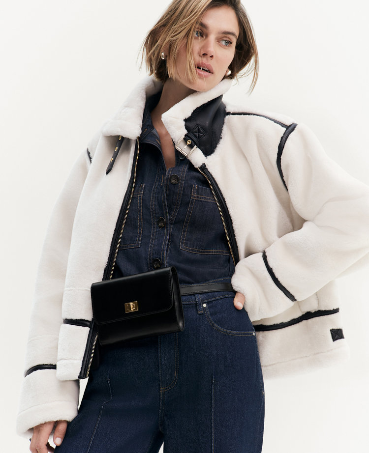 Weekend Collection Shearling Collar Moto Jacket