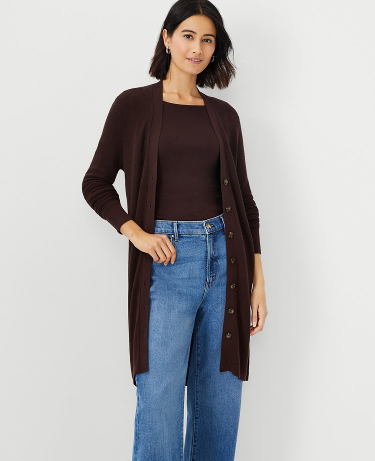 Ribbed V-Neck Cardigan