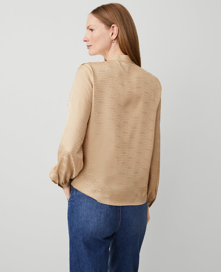 Maze Jacquard Shoulder Button Blouse