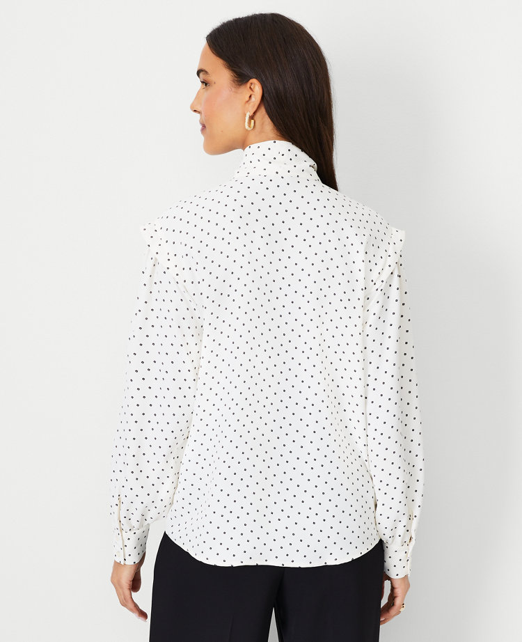 Paisley Tie Neck Drop Shoulder Button Front Shirt