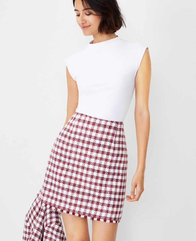 Fringe Tweed A-Line Skirt