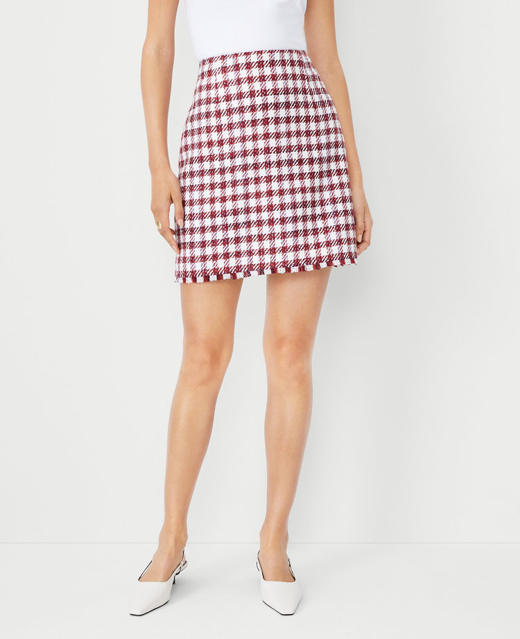 Fringe Tweed A-Line Skirt