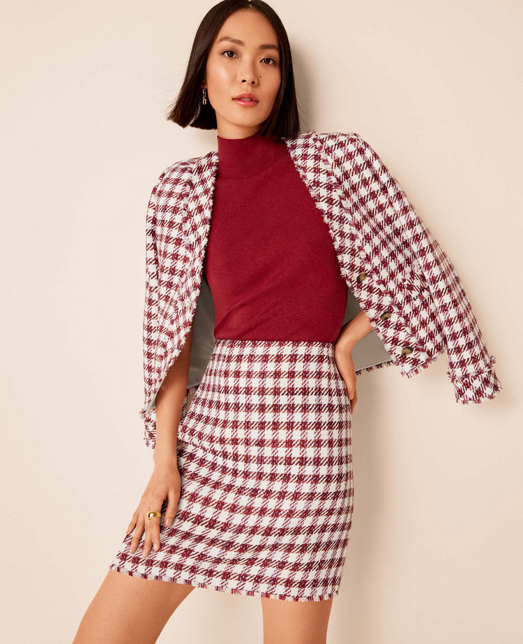 Fringe Tweed A-Line Skirt