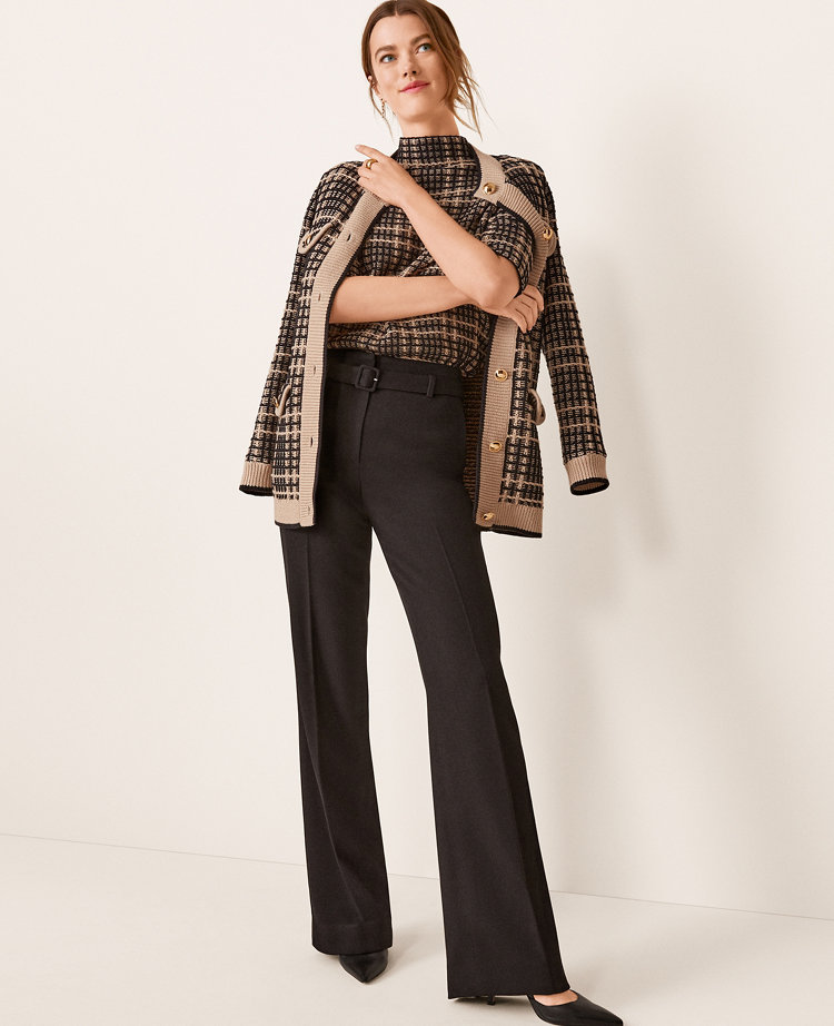 Petite Shimmer Plaid Mock Neck Sweater