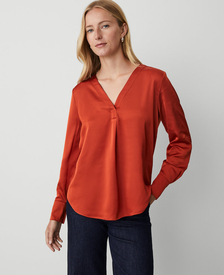 Shine Woven Pleat Front Top