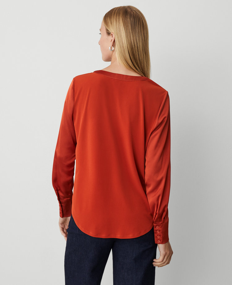 Shine Woven Pleat Front Top