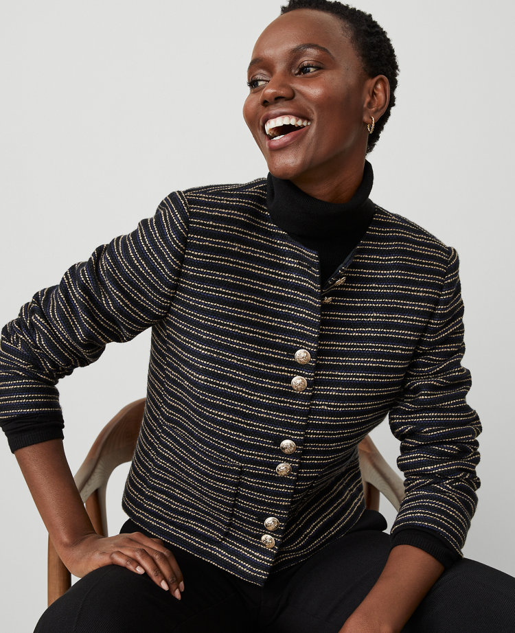 Petite Tweed Double Button Jacket